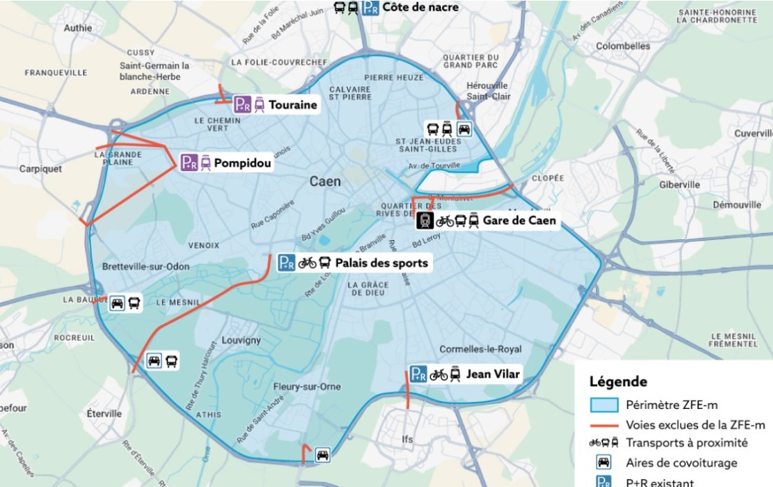 Caen France Map Roadways